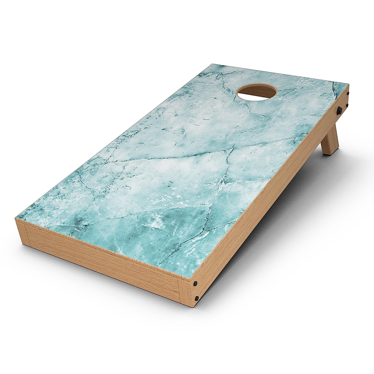 Design Skinz Marble Skin Set for Cornhole (Skin Only) - Cracked Turquise Marble Surface