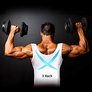 GKVK Mens Slimming Body Shaper Vest Chest Compression Shirt Abs Abdomen Slim Tank Top Undershirt, White, Medium