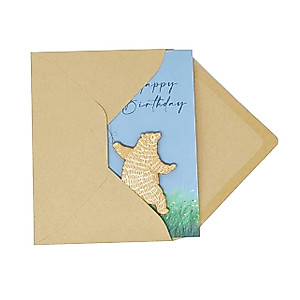 Woodland Mail Happy Bear Birthday Card with Wooden Bear Keepsake on the Front
