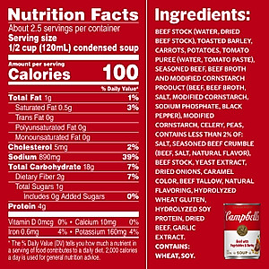 Campbell's Condensed Beef Soup With Vegetables and Barley, 10.5 oz Can (12 Pack)