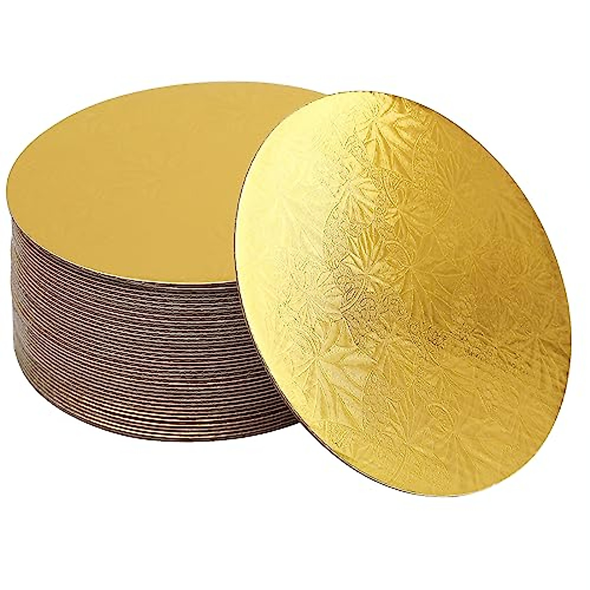 40 Pcs Cake Boards Round 10 Inch Disposable Cake Plate White Cardboard Cake Circles Cake Base Decorating Supplies (Light Gold 10")