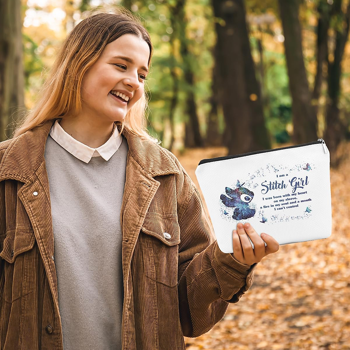 Stitch Girl Cosmetic Bag For Fans Cartoon Love Gift Hawaiian Bags Party Merch Inspired Fans Gifts Travel Makeup Bag Zipper Pouch Cosmetic Bag Toiletry Bag Gifts for Women Teen Girl Friends