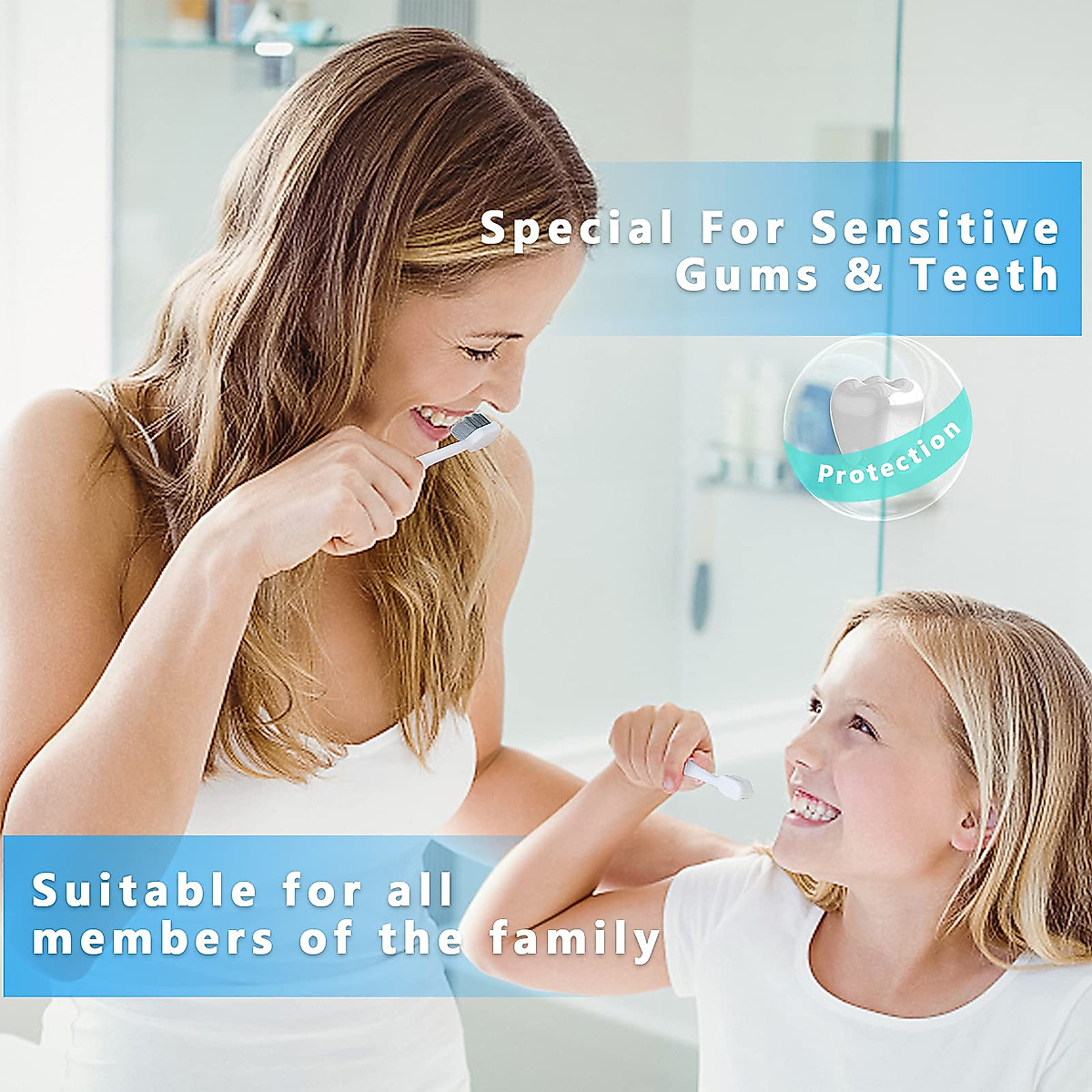 8 Pcs Extra Soft Toothbrush for Adult, Micro Manual Nano Toothbrush with 20000 Soft Bristle for Pregnant Women, Elderly, Braces and Gum Recessions, Protect Fragile Sensitive Gums(Black & White)