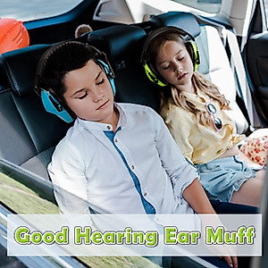 2 Pack Kids Ear Protection Earmuffs Hearing Adjustable for Noise Reduction for Toddlers 27NRR Noise Cancelling Earmuffs (Blue, Green)