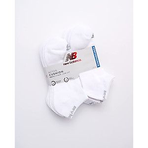 New Balance Men's Low Cut Basic 6-Pack Socks, Size 6-12.5, All White