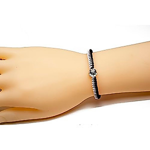 MANYC Basketball Bracelets Adjustable for Boys, Girls, and Adults Handmade Gifts for Basketball Players (Black white 2PCS)