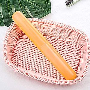 Mggsndi Portable Dustproof Toothbrush Holder Case Plastic Storage Box Bathroom Accessories Holder Set for Family and Business Travel and Daily Use at School and Outdoor Pink