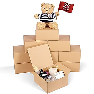 MESHA Brown Gift Box 8x8x4,Recycled Bridesmaid Proposal Boxes 25 Pack,Sturdy Kraft Gift Boxes with Lids for Mother's Day,Wedding,Graduation,Birthday,Holiday,Christmas