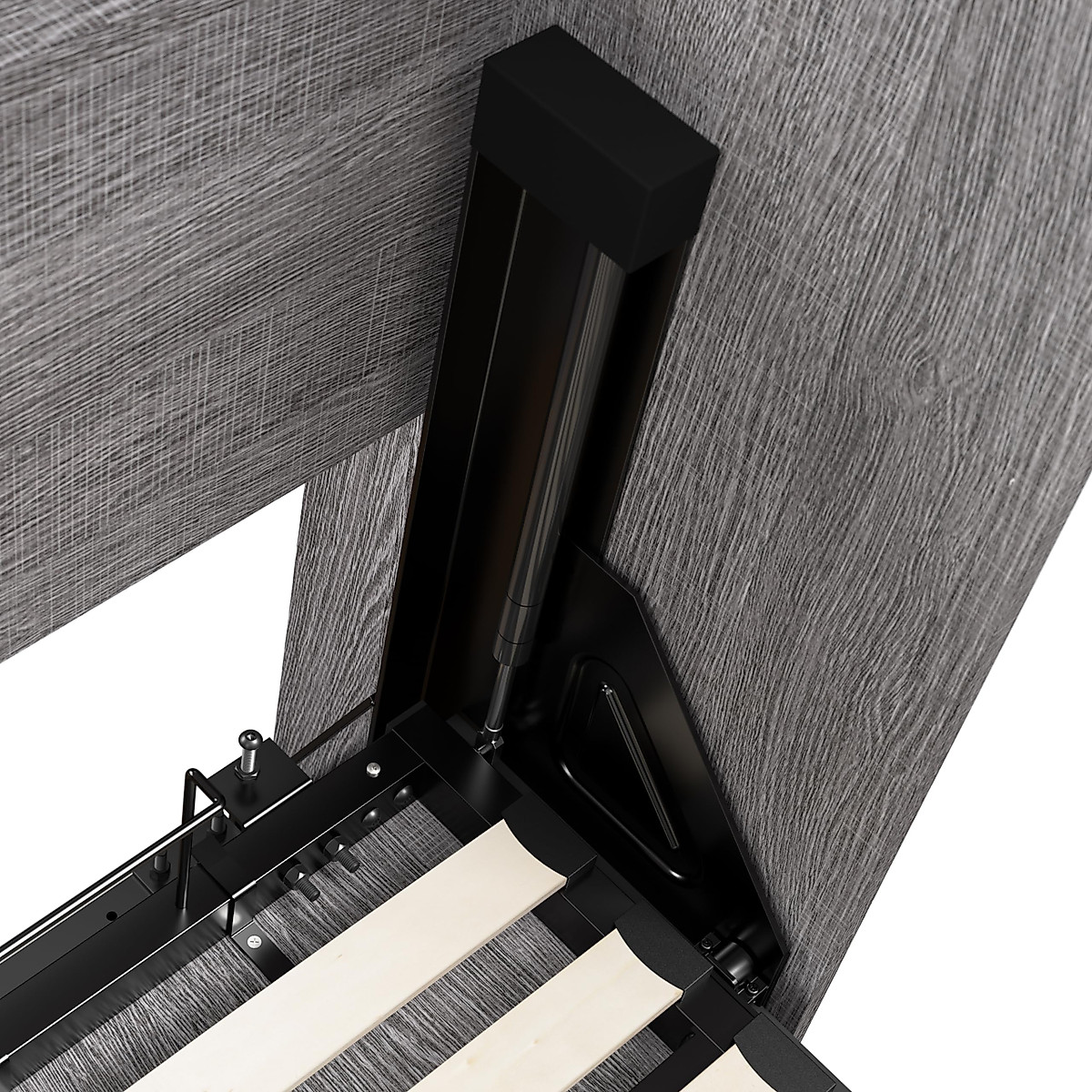 Bestar Pur Full Murphy Bed, 59-inch Space-Saving Sleeping Arrangement for Multipurpose Guest Room or Home Office, Full, Bark Grey