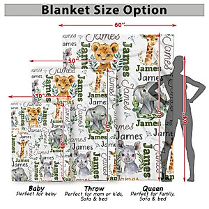 Douce Home Personalized Baby Blanket Safari, Baby Blanket with Name, Custom Blanket for Baby Boy, 30"x40"