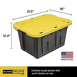 CX Original BLACK & YELLOW 12-Gallon Storage Containers with Lids, Stackable (4 Pack)