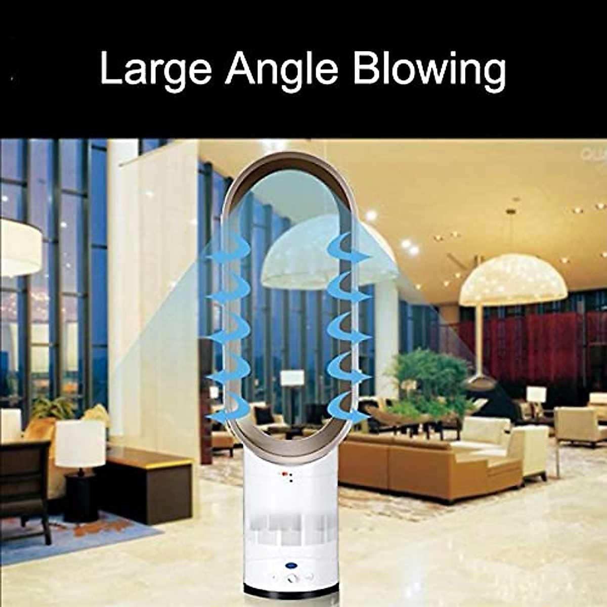SSLW Space Heater Bladeless Tower Fan, Heater and Fan Combo, 1-8H Timer 8 Speeds with Remote Control, for Indoor Large Room Bedroom Home Office Use, Gold