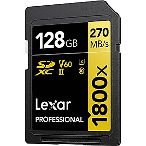 Lexar Gold Series Professional 1800x 128GB UHS-II U3 SDXC Memory Card, 2-Pack
