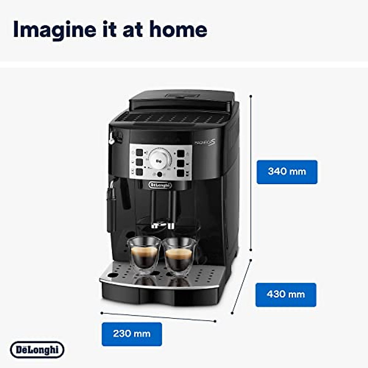 De'Longhi Magnifica S ECAM22.110.B, Coffee Maker with with Milk Frother, Automatic Espresso Machine with 2 Hot Coffee Drinks Recipes, Soft-Touch Control Panel, 1450W, Black