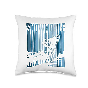 Snowmobile and Snowmobiler Gifts Snowmobiling Throw Pillow, 16x16, Multicolor