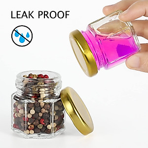 Keketin 1.5oz Honey Jars,30 Pack Hexagonal Glass Jars with Gold Lids,45ml Small Canning Jar Mini Storage Glass Jars for Jams,Fruits,Spices,Nuts,Jellies,Baby Foods