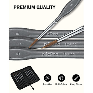 Nicpro 11 Pack Miniature Painting Set, Kolinsky Sable Fine Detail Paint Brushes for Models, Watercolor, Acrylic Oil, Ceramic, Face, Citadel, Art Figure Paint by Number - Thin Artist Kit Nylon Holder