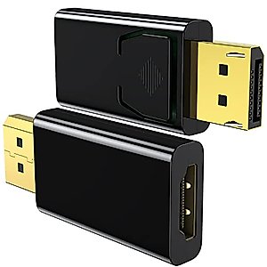 KUXIYAN Displayport to HDMI Adapter (2Pack) 1080P Gold Plated Dp to HDMI Converter Male to Female 1.3V Black