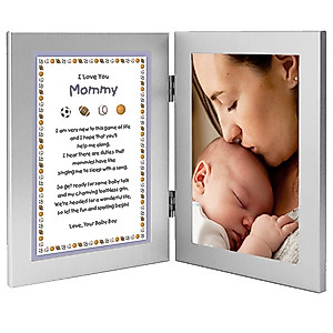 New Mom Gift from Son, Mommy Poem From Baby Boy for Birthday or Mother's Day, Add 4x6 Inch Photo to Double Frame