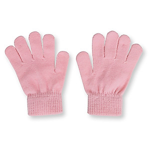 Kids Winter Hat and Kids Gloves Set for Girls & Boys Ages 4-7 Years Old + Ear Flaps Chin Strap (Pink/White Unicorn - Gloves)