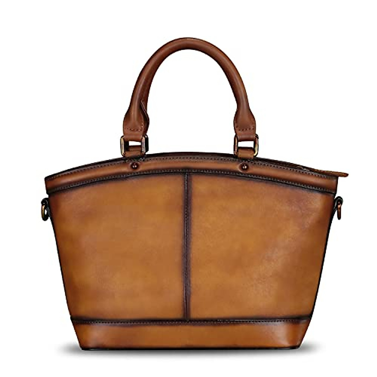 Genuine Leather Handbags for Women Satchel Top Handle Bags Handmade Vintage Crossbody Handbags Retro Tote Purse (Brown)