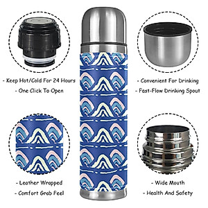 Stainless Steel Leather Vacuum Insulated Mug Abstract Texture Thermos Water Bottle for Hot and Cold Drinks Kids Adults 16 Oz
