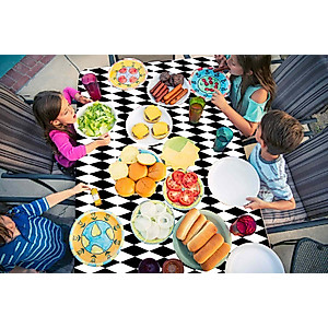 3pcs Black White Checkered Tablecloths, Rectangle Plastic Gingham Table Cover 54x108in for Halloween Harlequin Collection Wonderland Party Tea Party Supplies for Camping Picnic Wedding Birthday Party