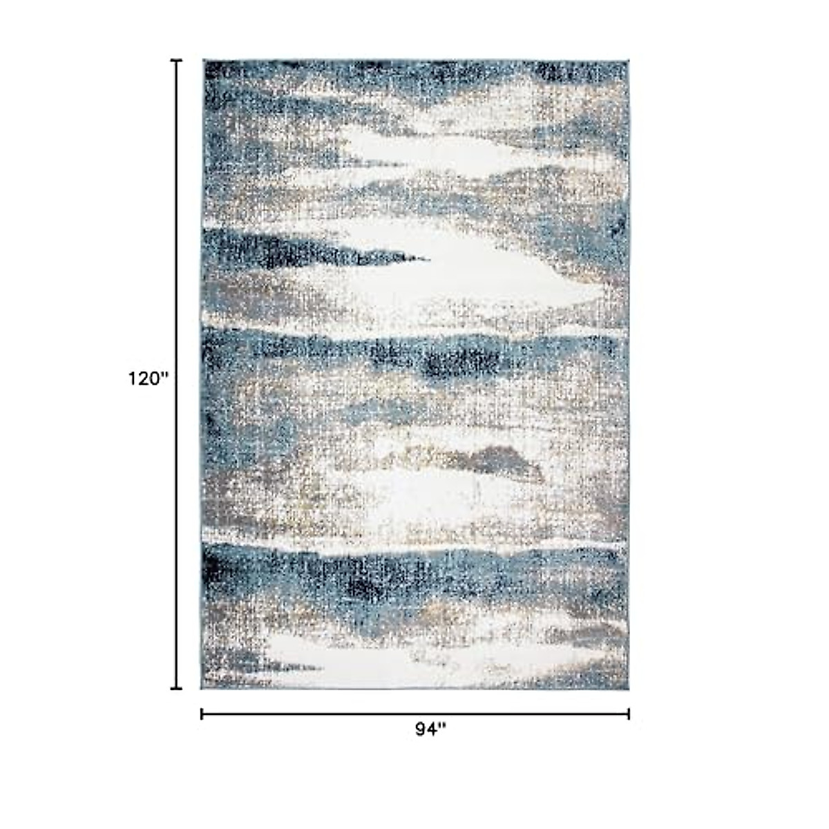 Rugshop Modern Abstract Waves Area Rug 7'10" x 10' Blue