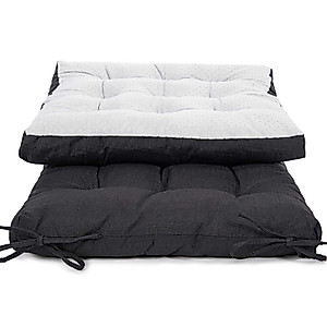 Rocking Chair Cushion Comfortable Tufted Seating Pads Non-Skid Backed Set of Cushion Back and Seat Bottom for Porch Rocker Outdoor Indoor Office Dining Chairs (24"x17" Back, 17"x17" seat, Black)