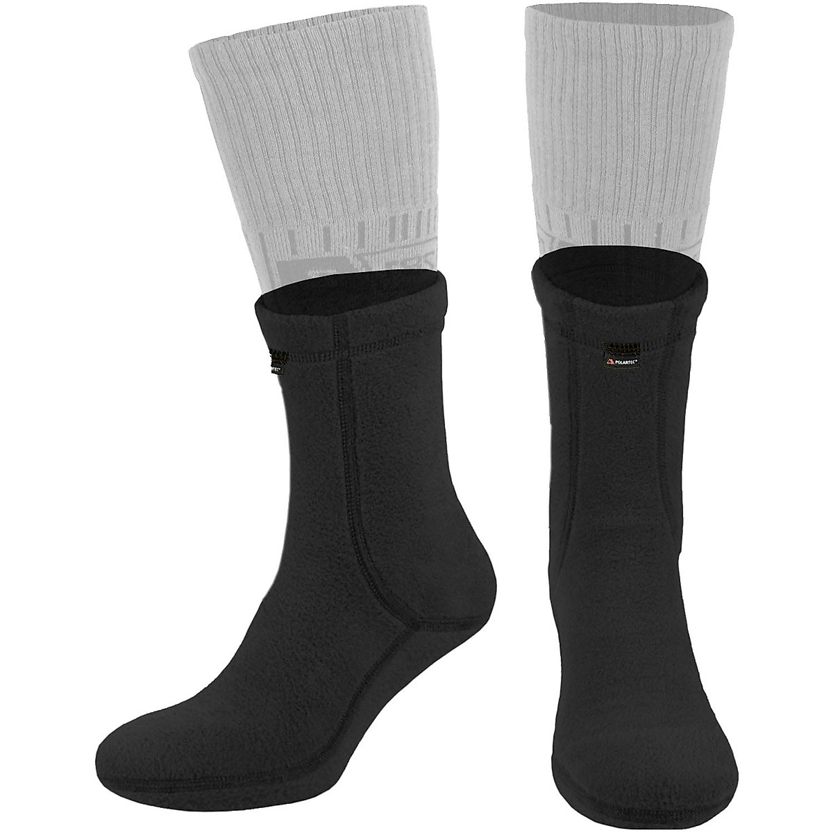281Z Hiking Warm 6 inch Liners Boot Socks - Military Tactical Outdoor Sport - Polartec Fleece Winter Socks (Large, Black)