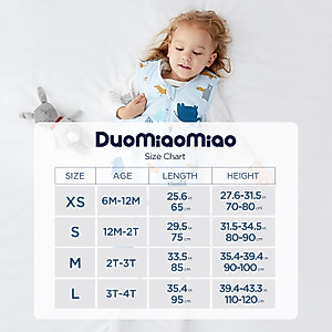 Duomiaomiao 1.5 TOG Toddler Sleep Sack 36-48 Months 100% Cotton Four Season Baby Sleep Sack with Feet, Breathable Comfy Toddler Wearable Blanket