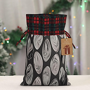 Christmas Gift Bags with Drawstring Burlap Gift Bags Abstract Black Silver Christmas Linen Bags for Xmas Party Candy Bags with Cards Xmas Reusable Wrapping Bags Christmas Linen Treat Bags for Holiday