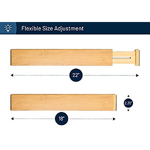 RoyalHouse Adjustable Bamboo Drawer Dividers Organizers, Expandable Drawer Separators for your Kitchen, Bedroom, Bathroom, Dresser, Office, and More (8 pieces)