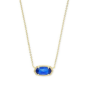 Kendra Scott Elisa Short Pendant Necklace for Women, Dainty Fashion Jewelry, 14k Gold-Plated Brass, Cobalt Cats Eye
