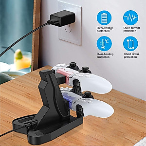 Find-MyWay PS5 Controller Charger, Dual USB Charging Station for Playstation 5 DualSense Controller Charger Charging Dock Station Stand with LED Indicator, Compatible for Sony PS5 DualSense Controller