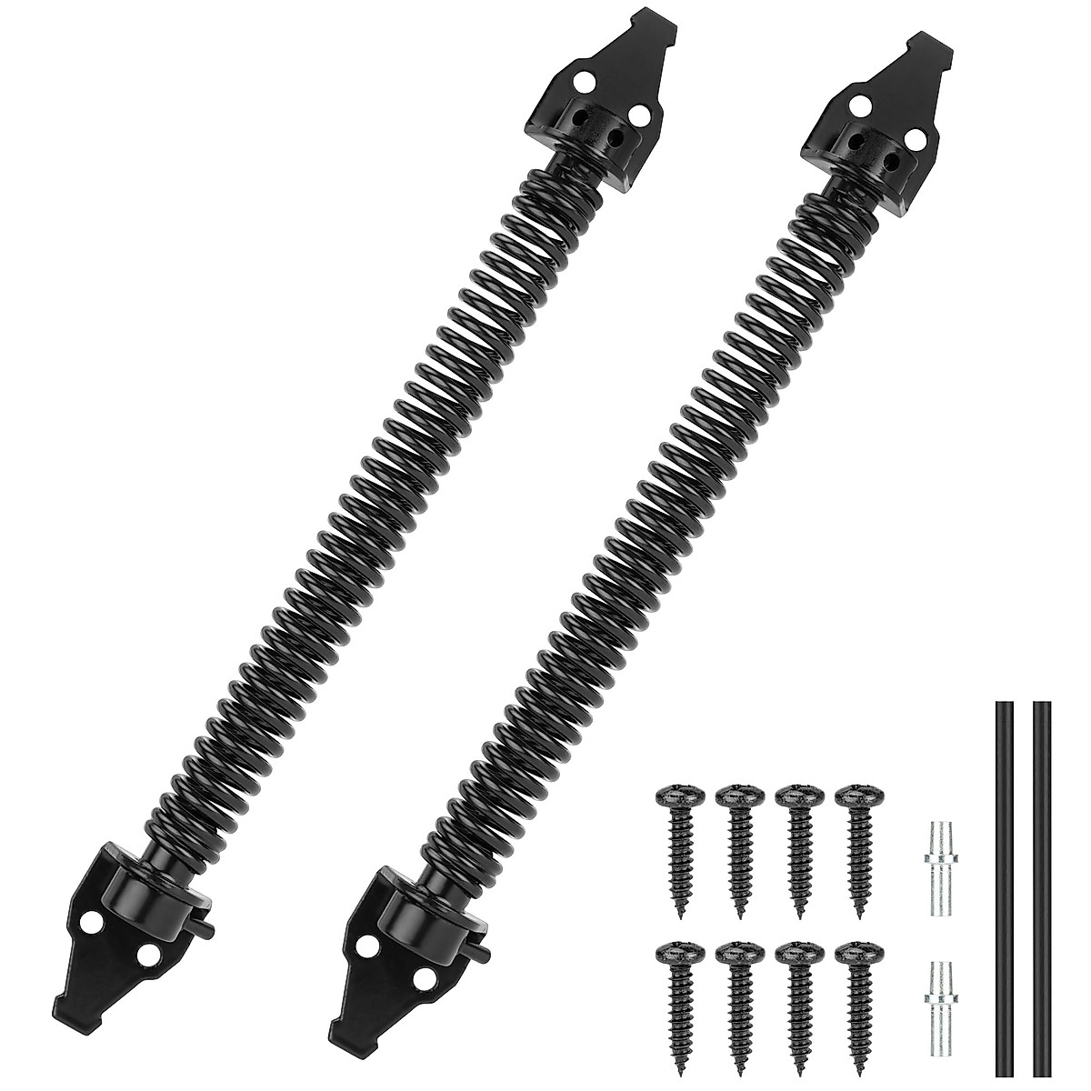 SANKINS 14" Gate Spring Self Closing Heavy Duty Outdoor Door Spring Automatic Metal Gate Closure Hardware with Adjustable Tool for Wooden and Vinyl Fence, Black, 2 Pcs