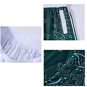 Baisile Basketball Shorts Men Mesh Athletic Gym Running Sports Workout Training Shorts with Pockets Drawstring-Green-2XL