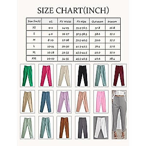 Kusogiay High Waist Dress Pant for Women Business Trousers Work Office Pants with Pockets(Large,Light Pink)