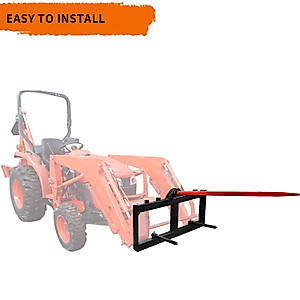 YINTATECH 49" Tractor Hay Spear & Skid Steer Loader 3000lbs Quick Attach for Bobcat Tractors with 2pcs 17" Stabilizer Spears Spike Fork Tine Attachment