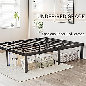 SunnyDaze 16 Inch High Heavy Duty Full Size Bed Frame Metal, Platform Bed Frame Full Size No Box Spring Needed, Easy Assembly, Noise Free, Black