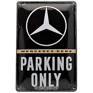 Nostalgic-Art Retro Tin Sign, Mercedes-Benz – Parking Only – Gift idea for car accessoires, Metal Plaque, Vintage Design for Decoration, 7.9" x 11.8"