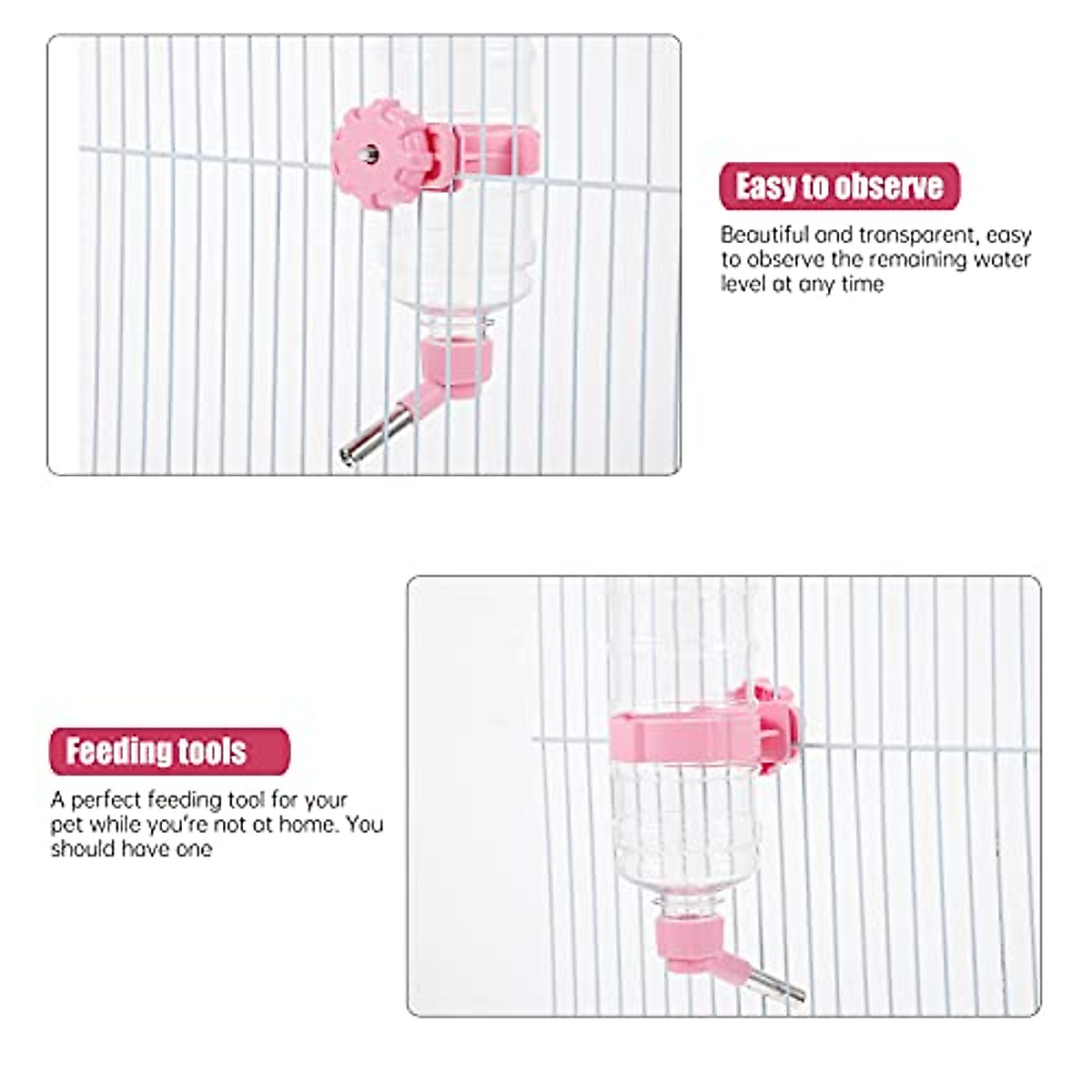 Hemobllo 473ml Hamster Water Bottle, No Drip Hanging Drinking Dispenser Automatic Drinking Fountain for Small Animals Mice Gerbil Rat Chinchillas Guinea Pig Squirrel