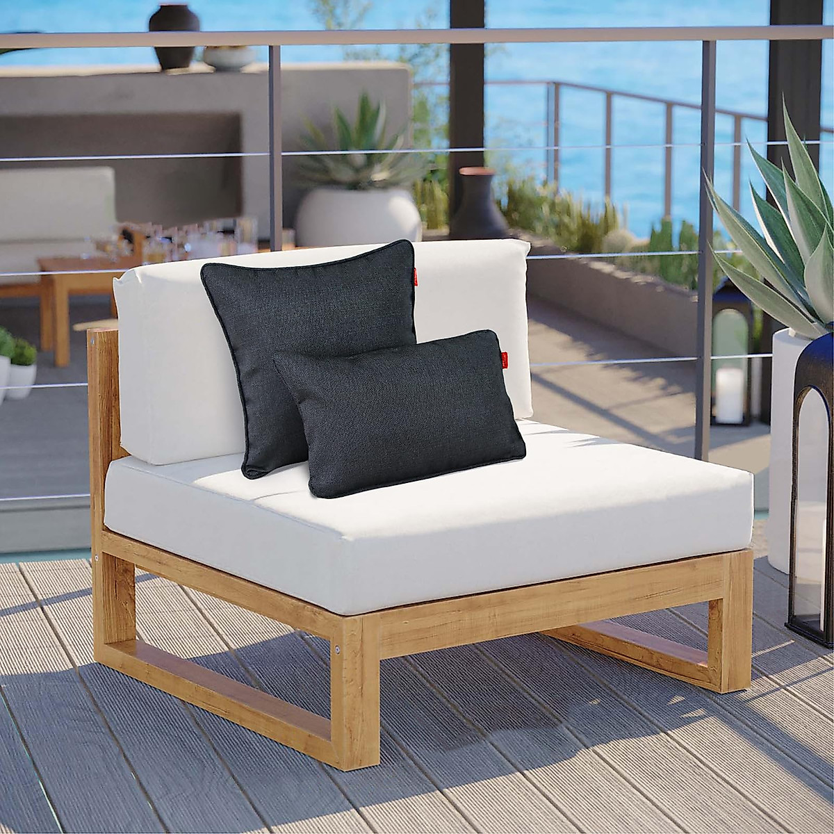 Pcinfuns Outdoor Lumbar Pillows 20x12 inch,Outdoor Patio Furniture Throw Pillows with Inserts,Decorative Pillows for Garden Couch Home Sofa Office Chair,2 Pack,Black Grey