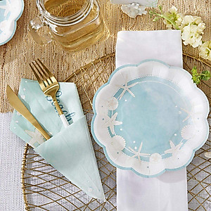 Kate Aspen Beach Party 7 in. Decorative Premium Paper Plates (350 GSM weight -Set of 16) - Perfect for Bridal Showers and Weddings