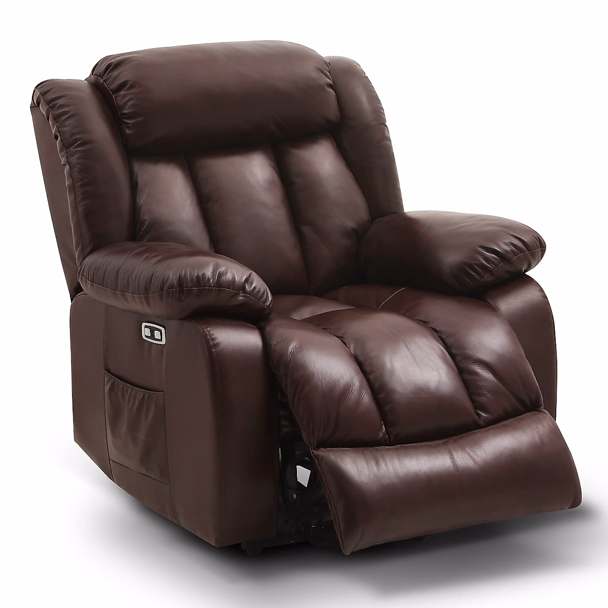 RISAR Double Motors Large Power Lift Recliner Chair with Massage and Heat for Elderly Assisted Standing Up, Breathable Leather, Easy to Assemble