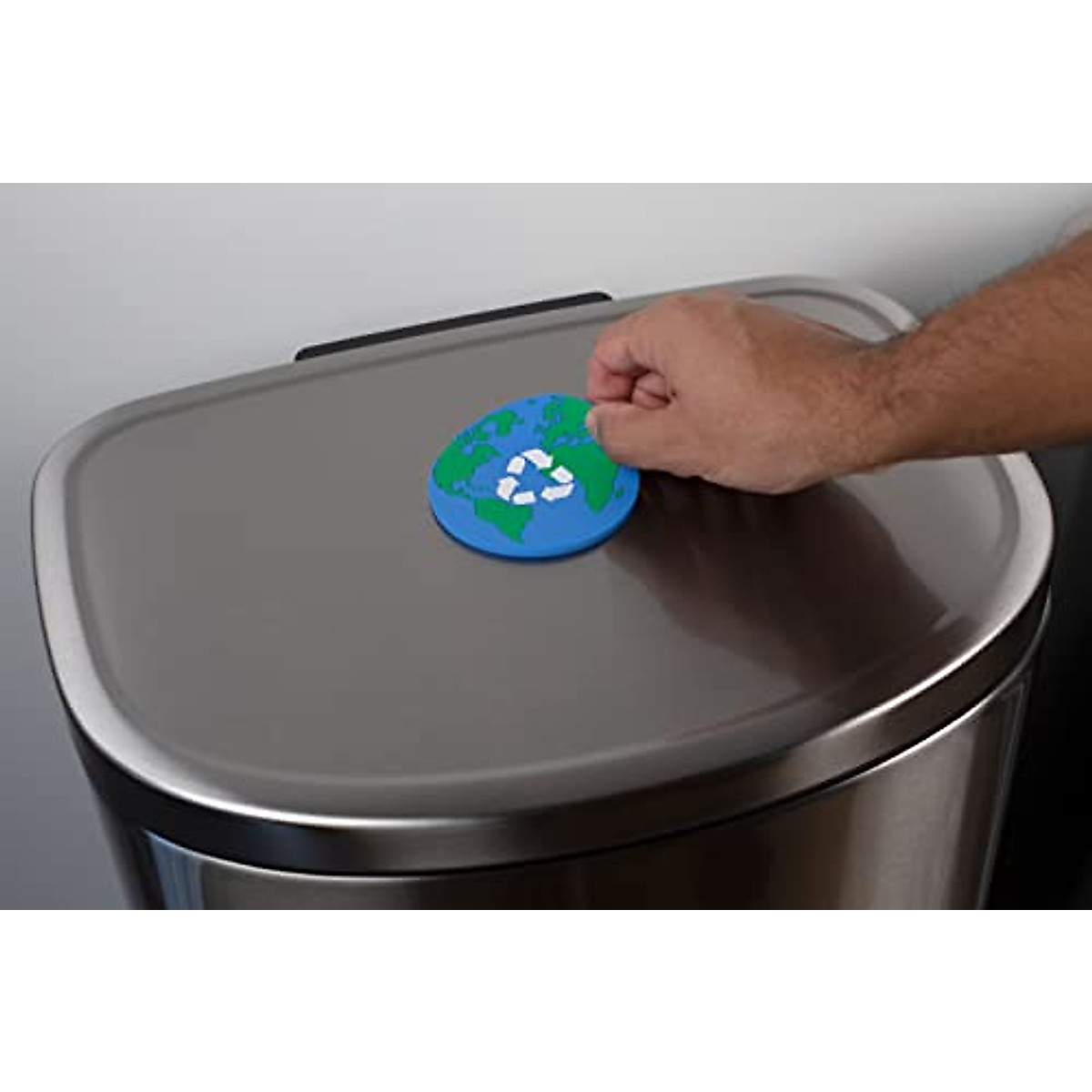 Recycle and Trash Magnets 2 Set, Trash Recycle Magnet for Trash Cans & Recycle Bin, Strong Earth Recycle Sticker for Trash Can, Kitchen Trash Can Combo Labels, 3.35 Inch Diameter