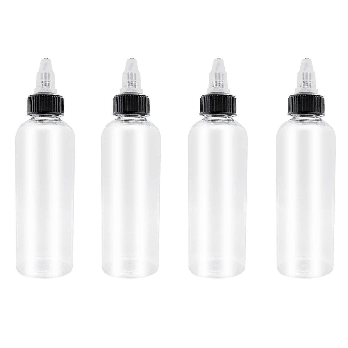 XYSMZM 4 Pcs Dispensing Bottles, 5oz Plastic Boston Squeeze Bottles with Twist Top Cap