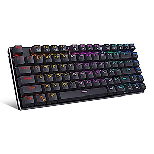 HUO JI E-Yooso Z-88 RGB Mechanical Gaming Keyboard, Metal Panel, Blue Switches - Clicky, Compact 81 Keys for Mac, PC, Black