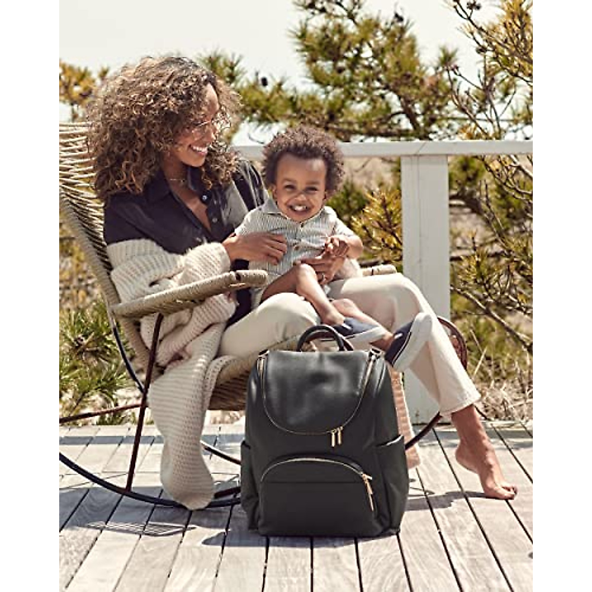 Skip Hop Diaper Bag Backpack: Evermore, Multi-Function Baby Travel Bag 6 in 1, Black