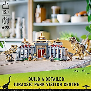 LEGO Jurassic Park Visitor Center: T. rex & Raptor Attack 76961 Buildable Dinosaur Toy; Gift for Teens and Kids Aged 12 and Up, Including a Dino Skeleton Figure, 6 Minifigures and More